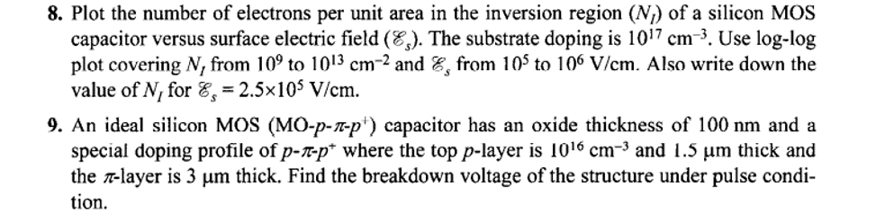 8. Plot the number of electrons per unit area in the | Chegg.com