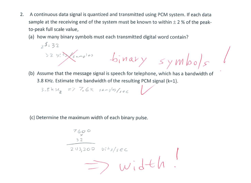 Solved 2. A continuous data signal is quantized and | Chegg.com