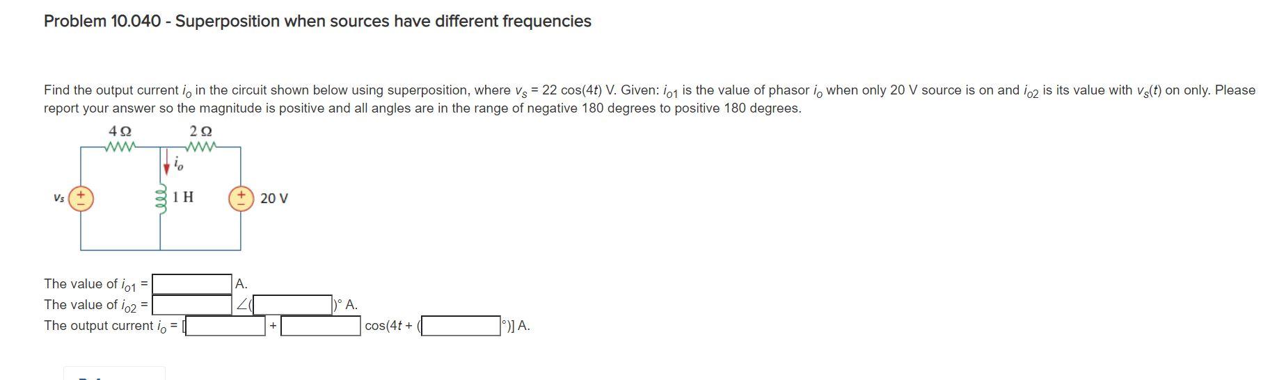Solved Problem 10.040 - Superposition when sources have | Chegg.com