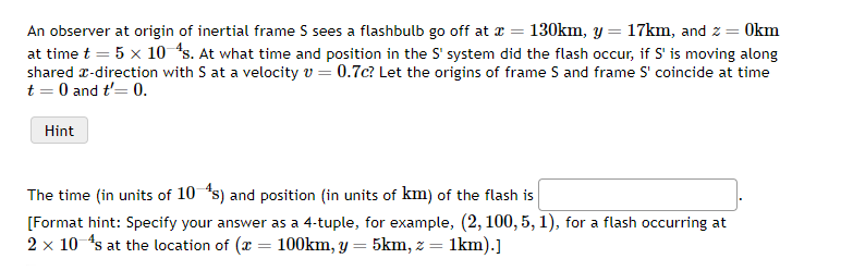 Solved An observer at origin of inertial frame S sees a | Chegg.com