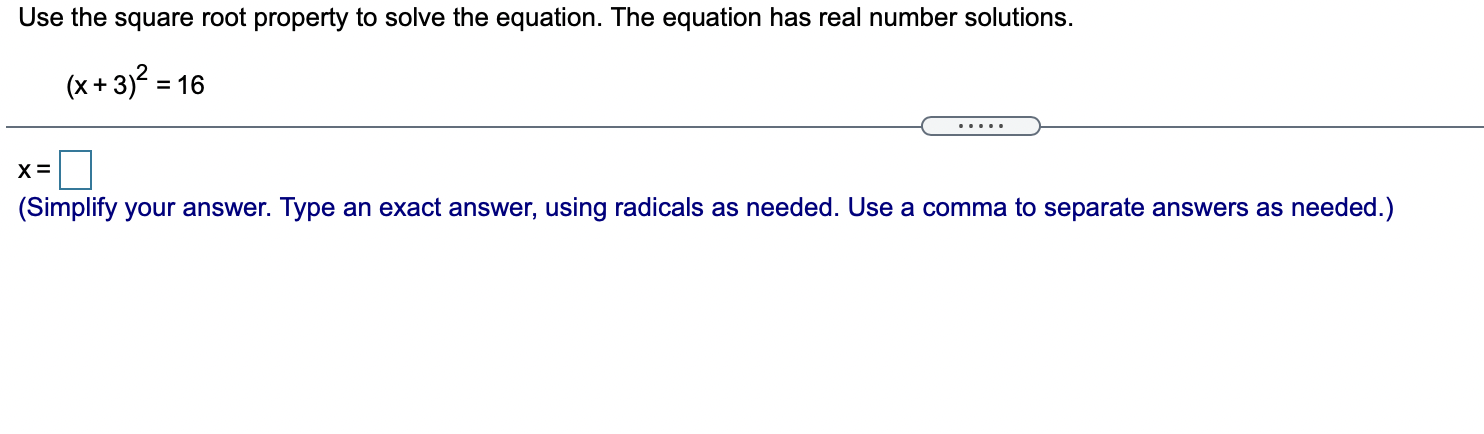 Solved Use the square root property to solve the equation. | Chegg.com