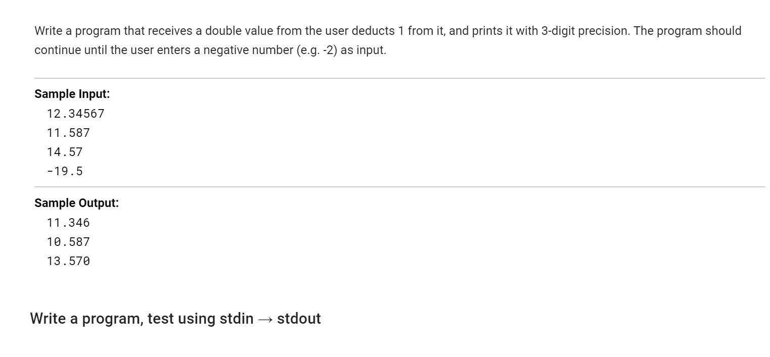 Solved Write a program that receives a double value from the | Chegg.com