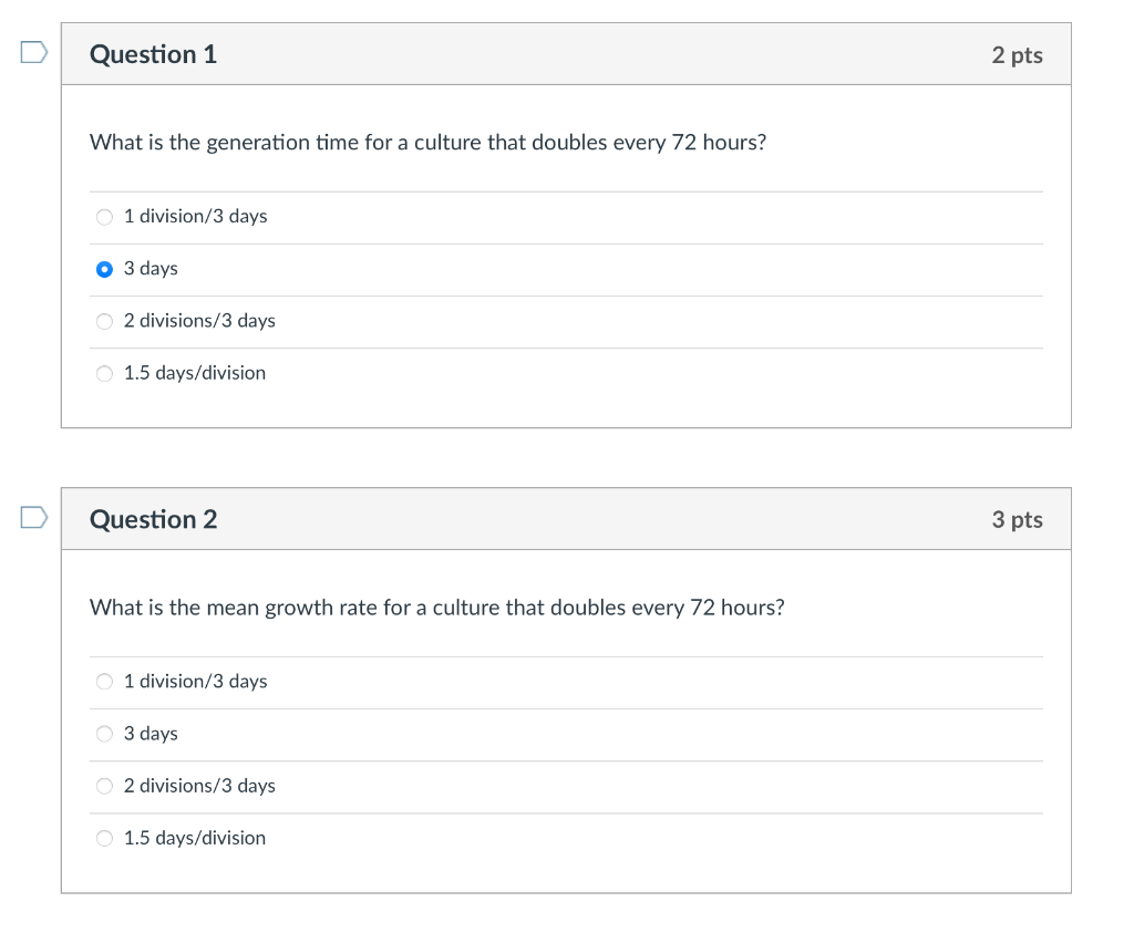 Solved What is the generation time for a culture that | Chegg.com