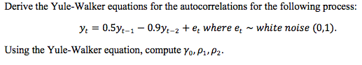 Solved Derive the Yule-Walker equations for the | Chegg.com