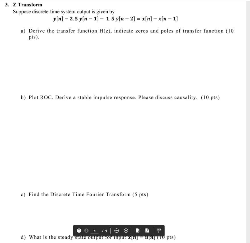 Solved 3. Z Transform Suppose discrete-time system output is | Chegg.com