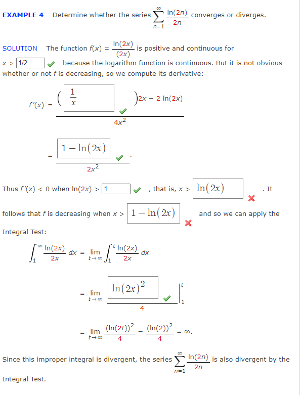 Solved EXAMPLE 4 Determine whether the series ∑n=1∞2nln(2n) | Chegg.com