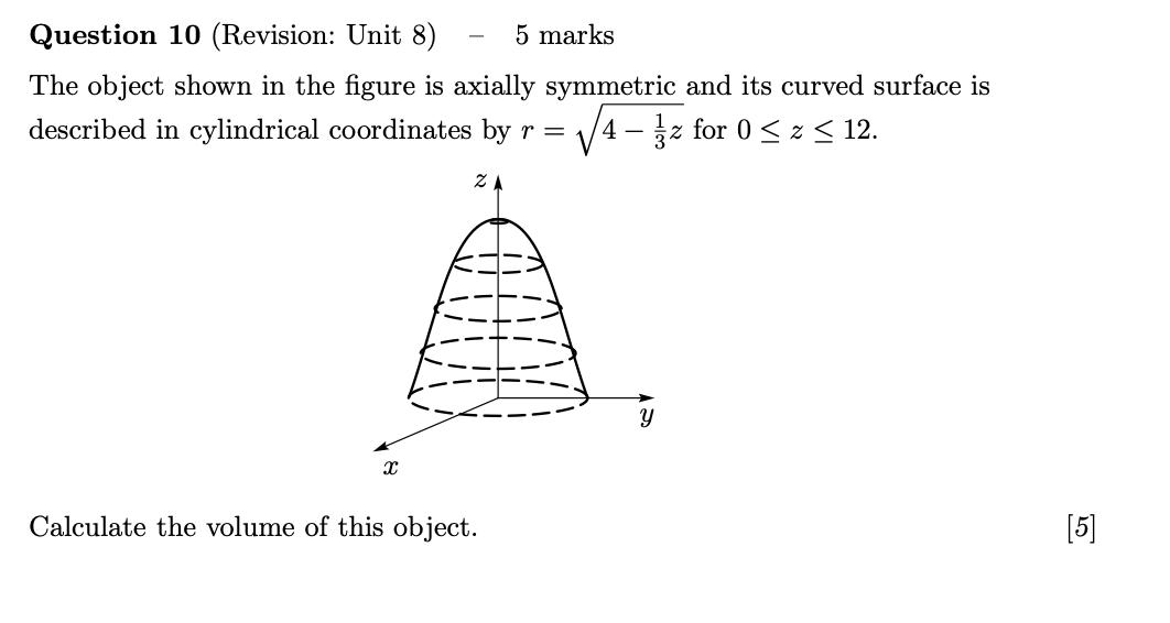 Solved Question 10 (Revision: Unit 8) 5 marks The object | Chegg.com