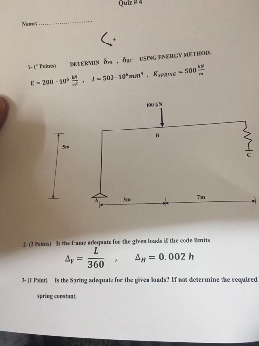 Solved DETERMINE delta VB, delta HC USING ENERGY METHOD. E | Chegg.com
