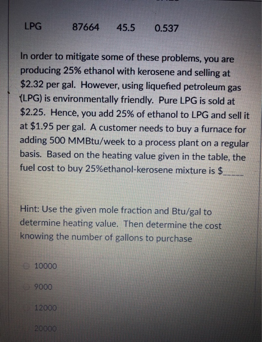 Solved Question 23 1 pts Pure kerosene is used as a cooking | Chegg.com Solved Question 23 1 pts Pure kerosene is used as a cooking | Chegg.com