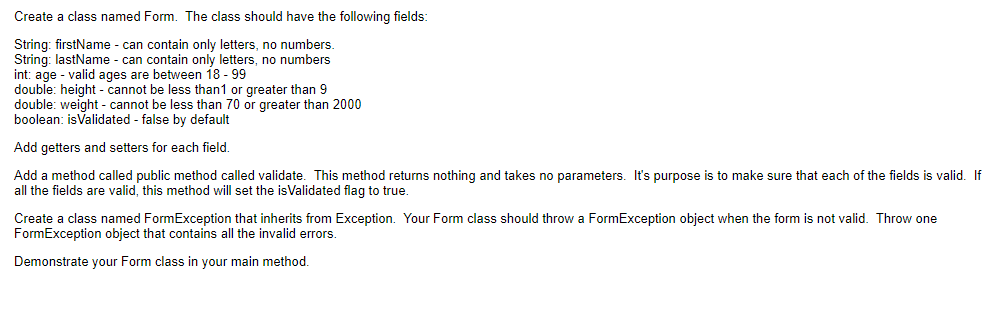 Solved Create a class named Form. The class should have the | Chegg.com