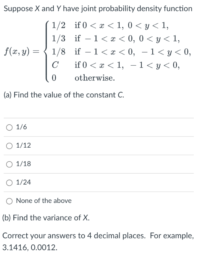 Solved Suppose X and Y have joint probability density | Chegg.com