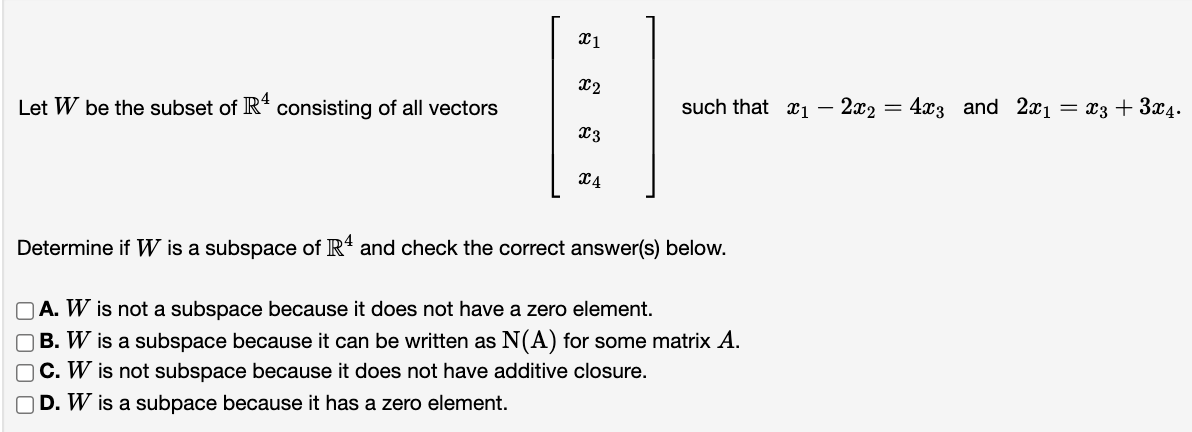 Solved b-2d 5b + d Let W be the set of all vectors where b | Chegg.com