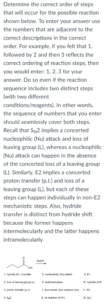 Solved Determine the correct order of steps that will occur | Chegg.com