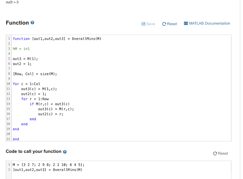 Solved Finding the overall minimums and their locations in a | Chegg.com