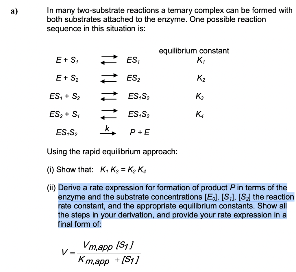 Solved In many two-substrate reactions a ternary complex can | Chegg.com