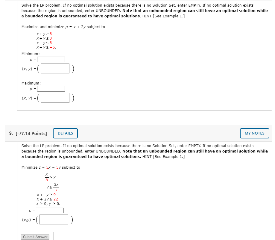 Solved Solve the LP problem. If no optimal solution exists | Chegg.com