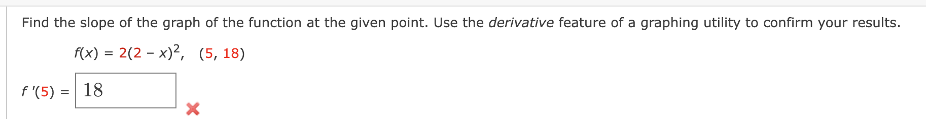 Solved Find the slope of the graph of the function at the | Chegg.com