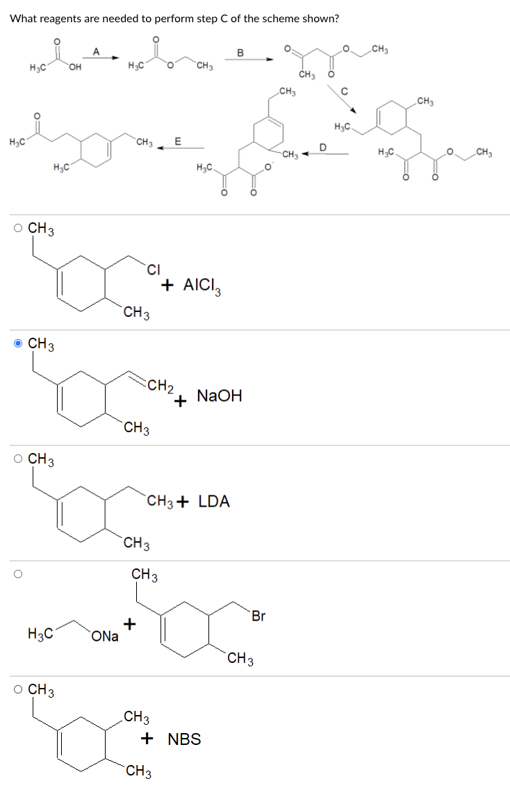 Solved What reagents are needed to perform step C of the | Chegg.com