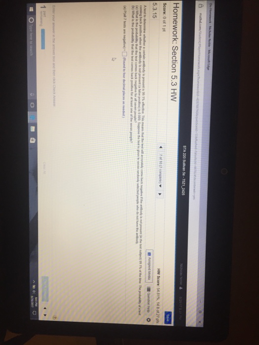 Solved Homework Section 5 3 Hw Score 0 Of 1 Pt 5 3 15 Hw