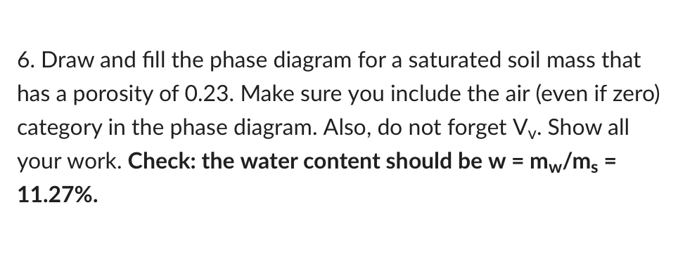 Solved Draw and fill the phase diagram for a saturated soil | Chegg.com