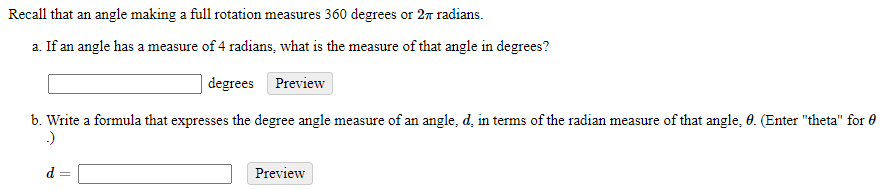 Solved Recall That An Angle Making A Full Rotation Measures