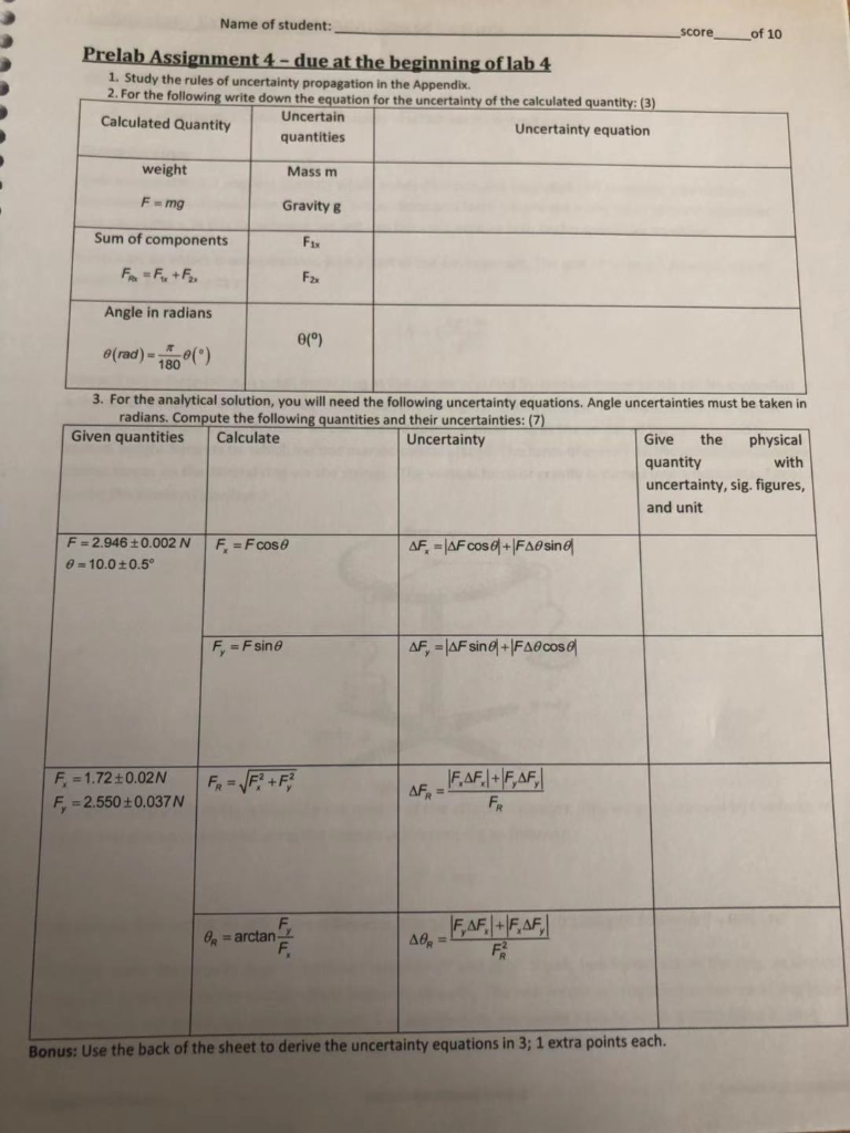 Solved Name of student eof 10 Prelab Assignment 4 1. Study | Chegg.com