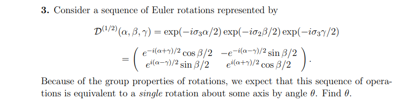 Solved 3 Consider A Sequence Of Euler Rotations Represented
