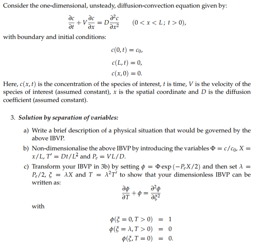 Solved Consider the one-dimensional, unsteady, | Chegg.com