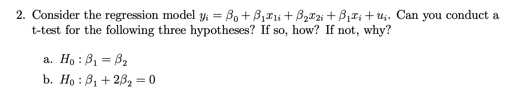 2. Consider the regression model | Chegg.com