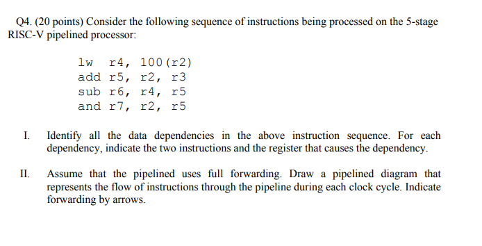Solved Q4. (20 points) Consider the following sequence of | Chegg.com