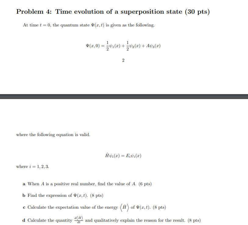 Problem 4 Time Evolution Of A Superposition State