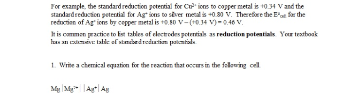 Solved For example, the standard reduction potential for Cu+ | Chegg.com