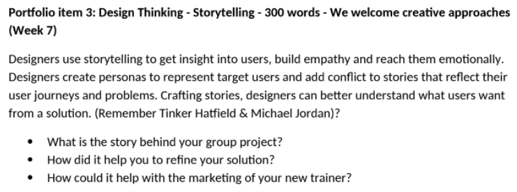 Portfolio item 3: Design Thinking - Storytelling - | Chegg.com