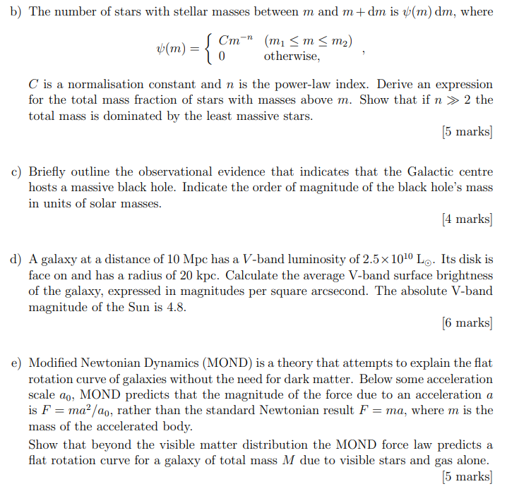 Solved b) ﻿The number of stars with stellar masses between m | Chegg.com