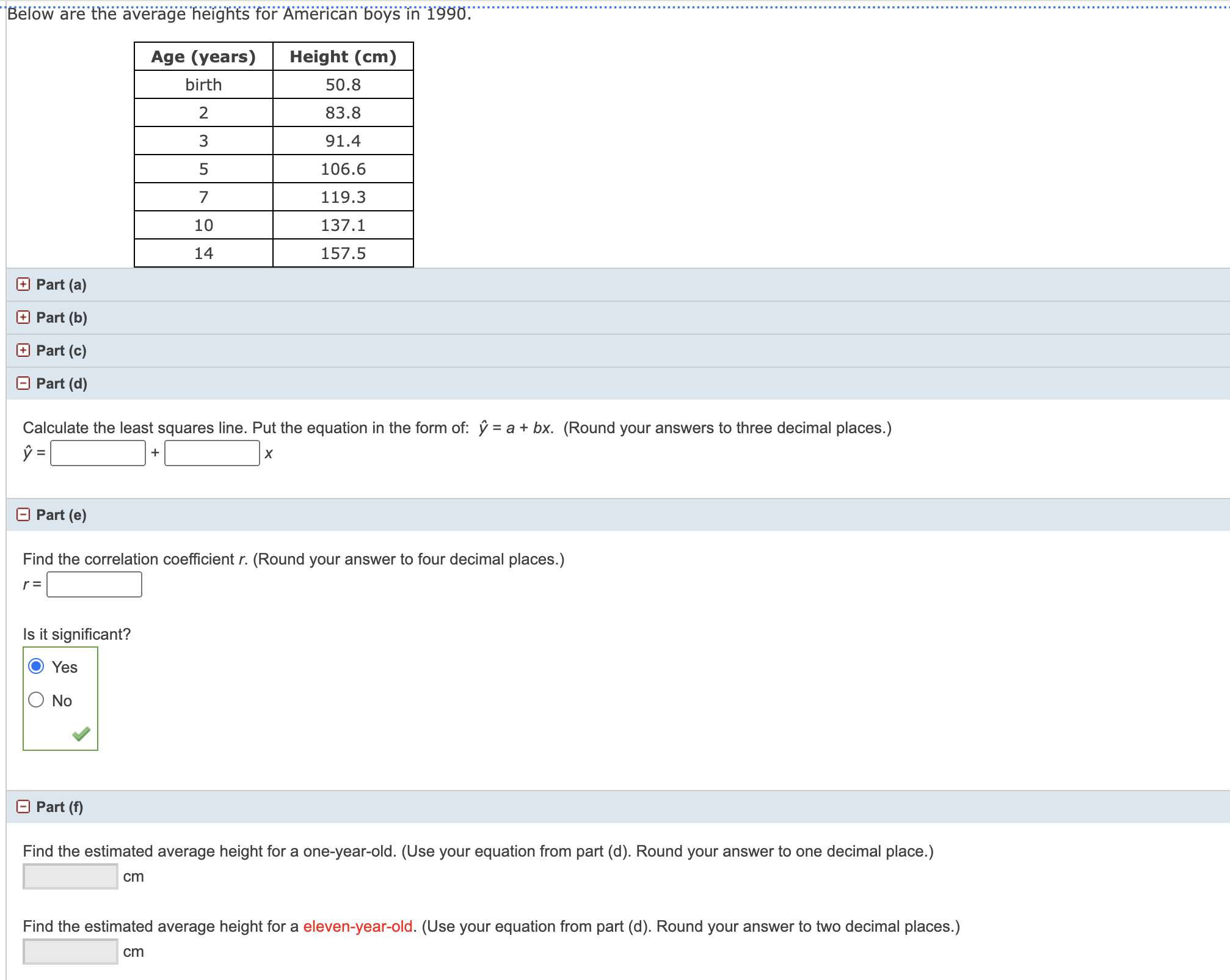 Solved Part (a) Part (b) Part (c) Part (d) Calculate the | Chegg.com
