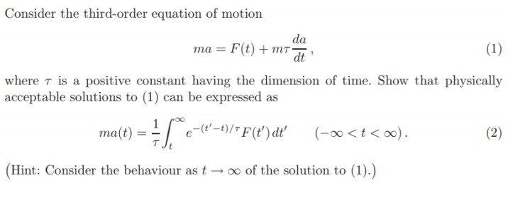 Solved Consider the third-order equation of motion da ma = | Chegg.com