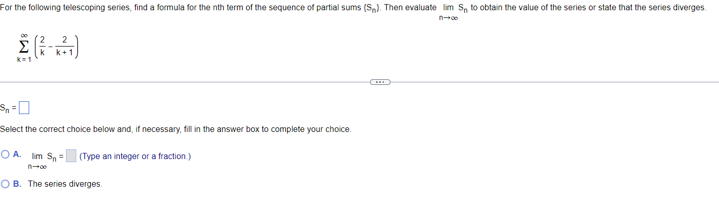 Solved For the following telescoping series, find a formula | Chegg.com