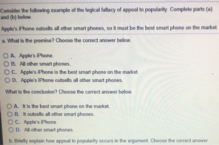 Solved Consider the following example of the logical fallacy | Chegg.com