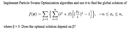 Solved Implement Particle Swarm Optimization algorithm and | Chegg.com