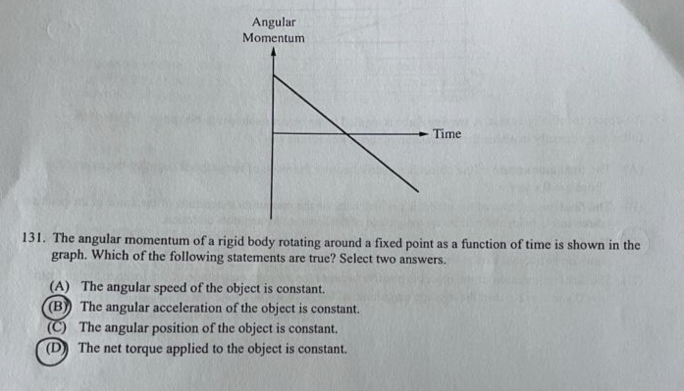 Solved Angular Momentum Time 131. The angular momentum of a | Chegg.com
