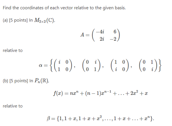 Solved Find the coordinates of each vector relative to the | Chegg.com