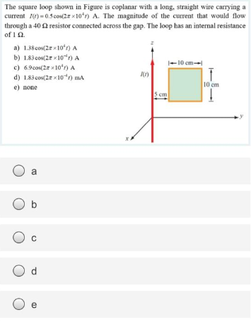 Solved The square loop shown in Figure is coplanar with a | Chegg.com