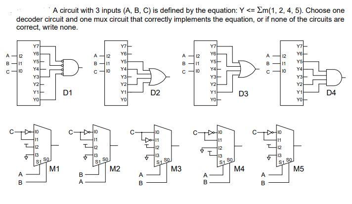 Solved A circuit with 3 inputs (A, B, C) is defined by the | Chegg.com