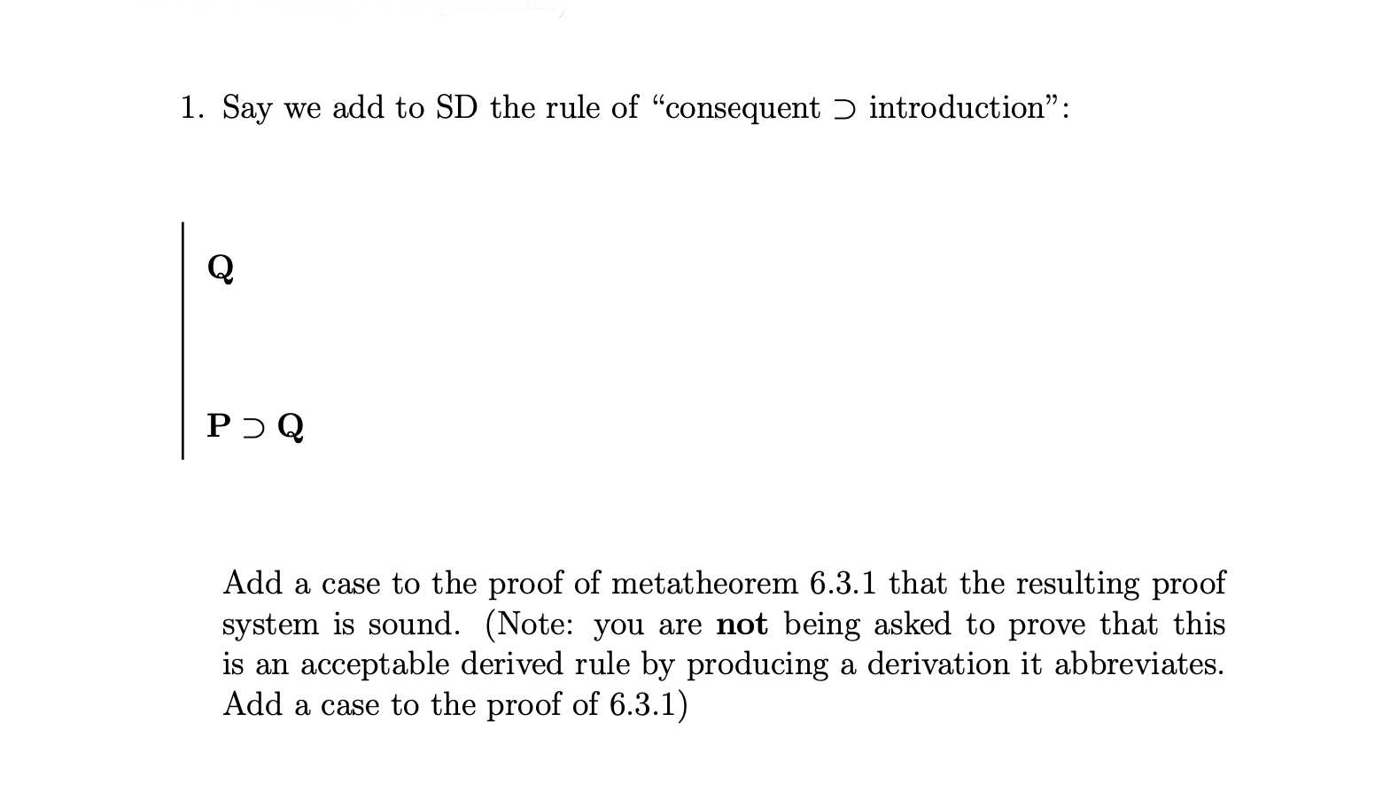 Solved 1 Say We Add To Sd The Rule Of Consequent 