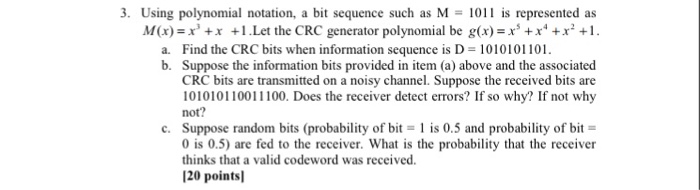 Solved 3. Using polynomial notation, a bit sequence such as | Chegg.com