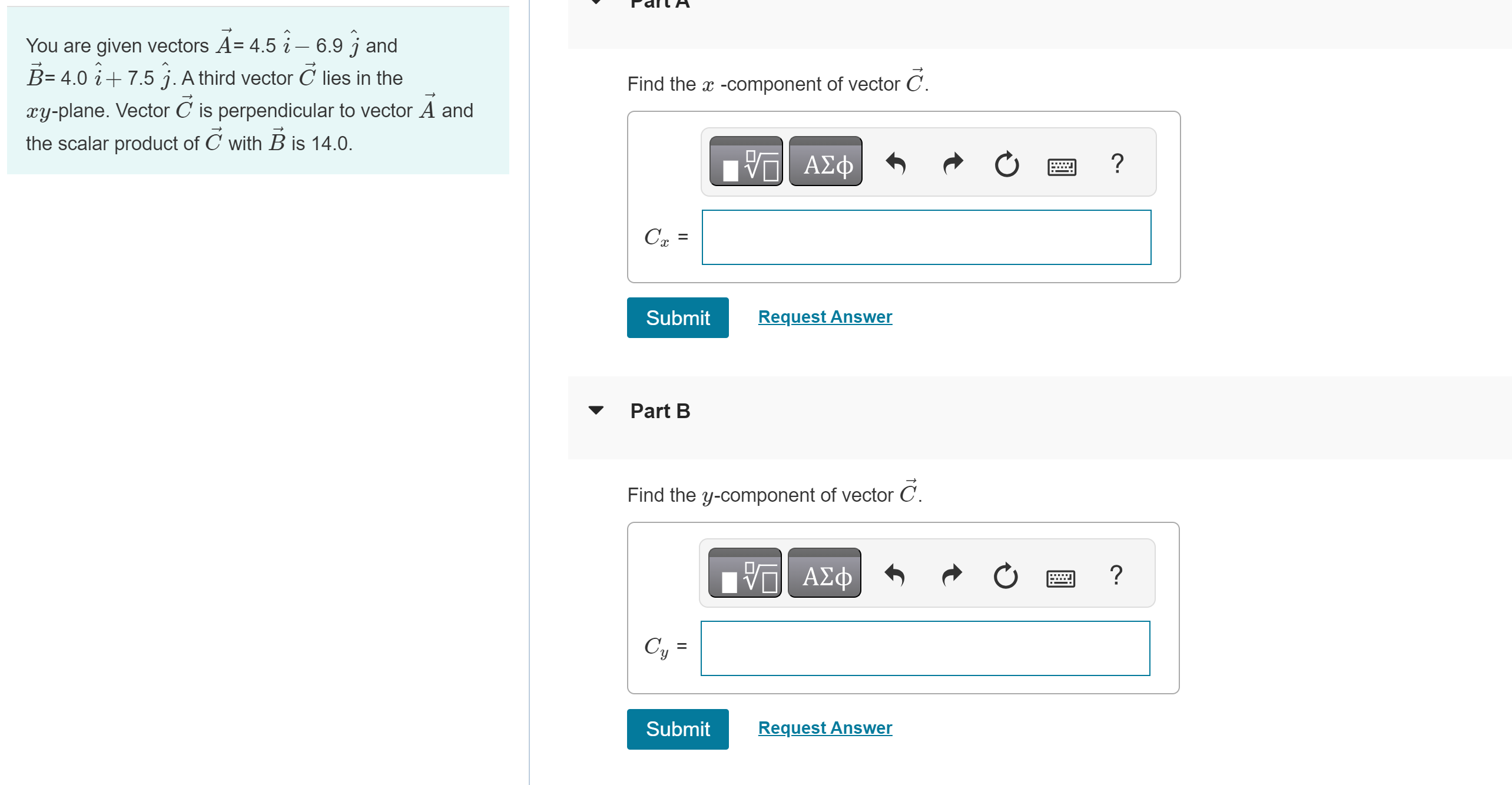 Solved You are given vectors vec(A)=4.5hat(i)-6.9hat(j) | Chegg.com