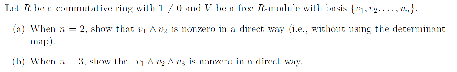 Solved Let R be a commutative ring with 1 =0 and V be a free | Chegg.com