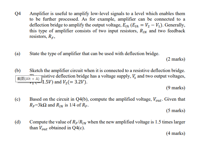 Solved Q4 Amplifier is useful to amplify low-level signals | Chegg.com