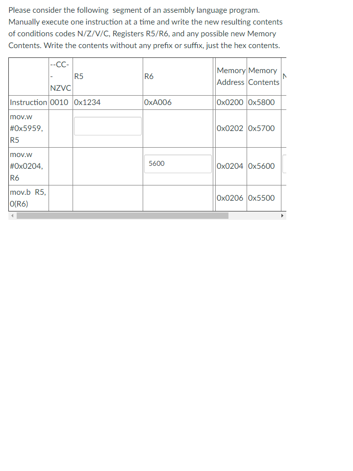 Solved Please consider the following segment of an assembly | Chegg.com