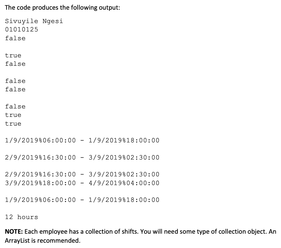 Shift class: public class Shift { private | Chegg.com